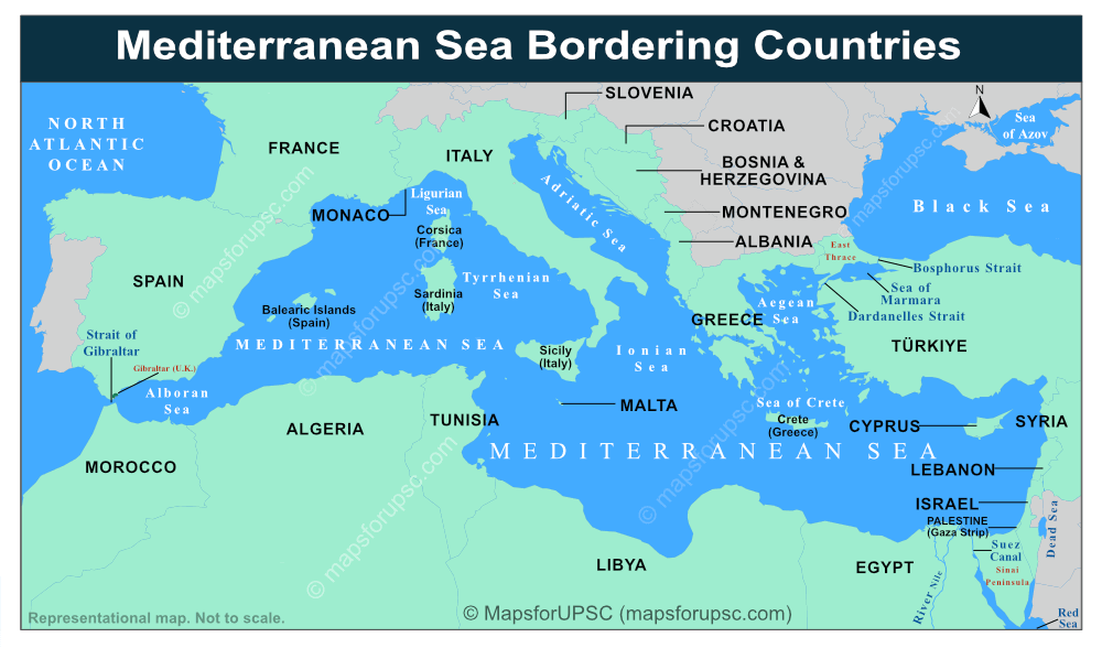 Mediterranean Sea Bordering Countries Map And Key Facts